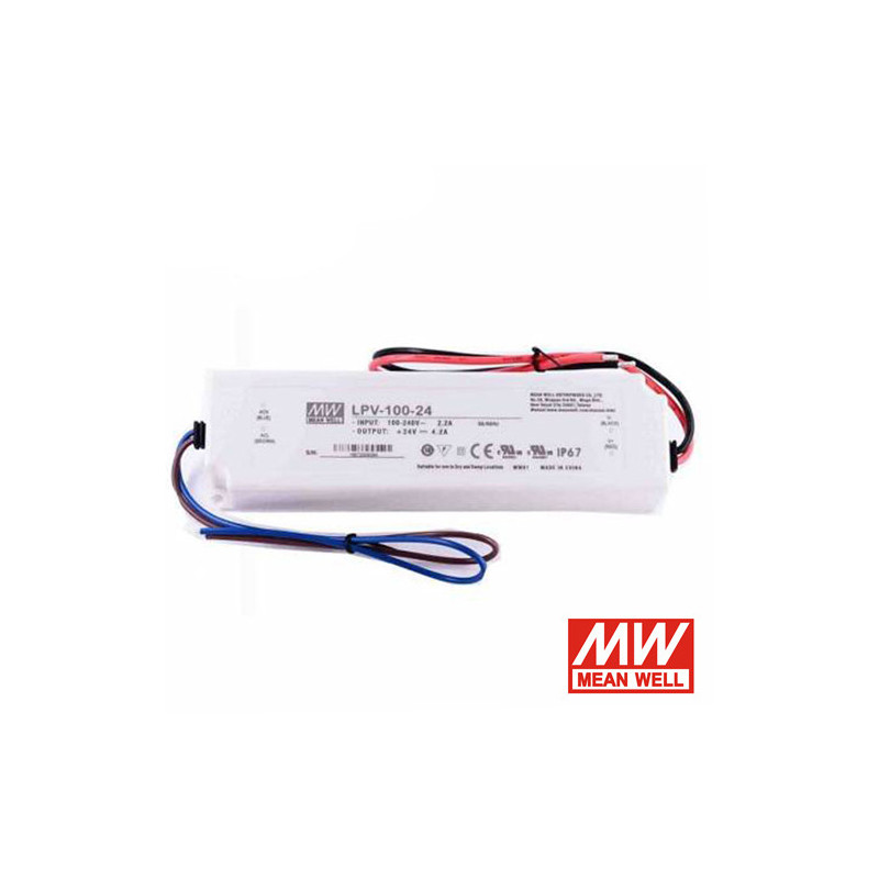 Driver Mean Well 24V 100W IP67 serie LPV | Luces Led | Lumi Chile